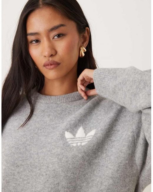 adidas Originals Knitted Sweatshirt in Grey | Lyst UK
