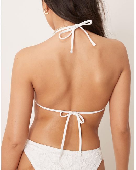 ASOS Bertie Broderie Triangle Bikini Top in Brown | Lyst