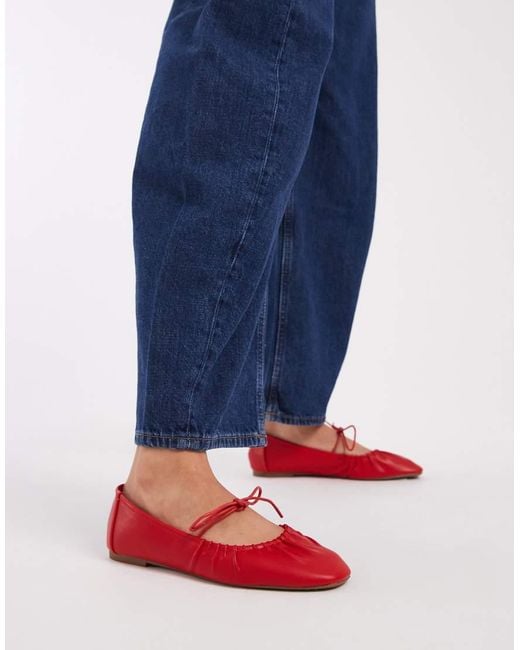 SEQWL Iris Tie Detail Ruched Ballet Flats in Blue | Lyst UK