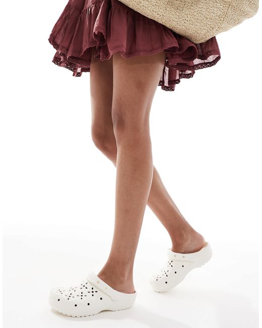 Crocs™ Classic Floral Cut Out Clogs in White | Lyst