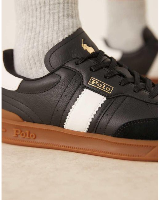 Polo Ralph Lauren Heritage Area Trainer in Black | Lyst UK