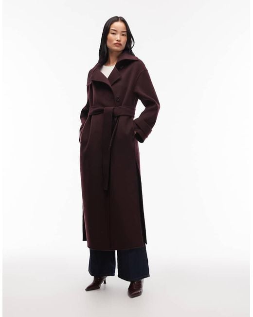 ARKET Wool Maxi Belted Trench Coat With Side Splits in Blue | Lyst UK