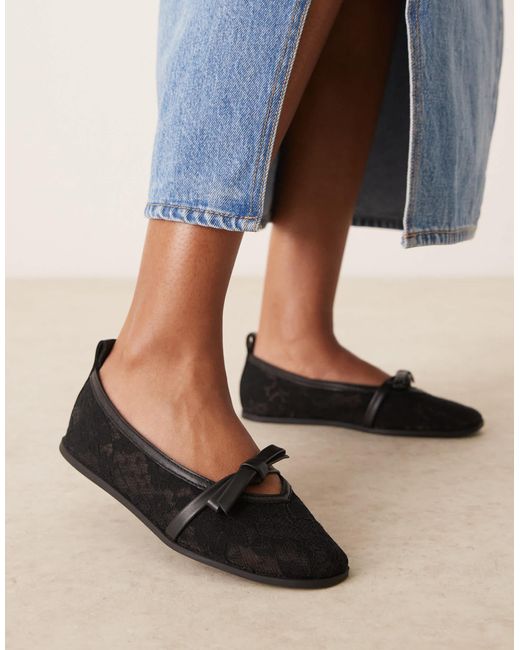Free People Lace Mesh Ballet Pumps in Black | Lyst