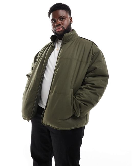ASOS Oversized Puffer Jacket With Seam Detail in Green for Men | Lyst