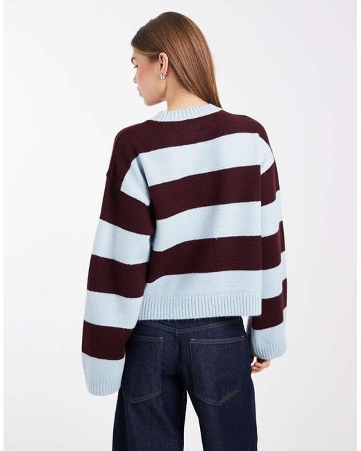 ASOS Boxy Fit Knit Sweater in Blue | Lyst UK