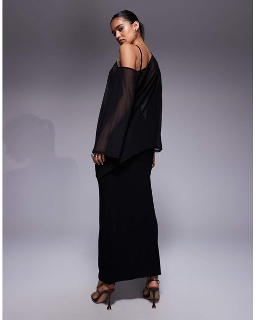 ASOS Cape Overlay Midi Dress in Blue | Lyst UK