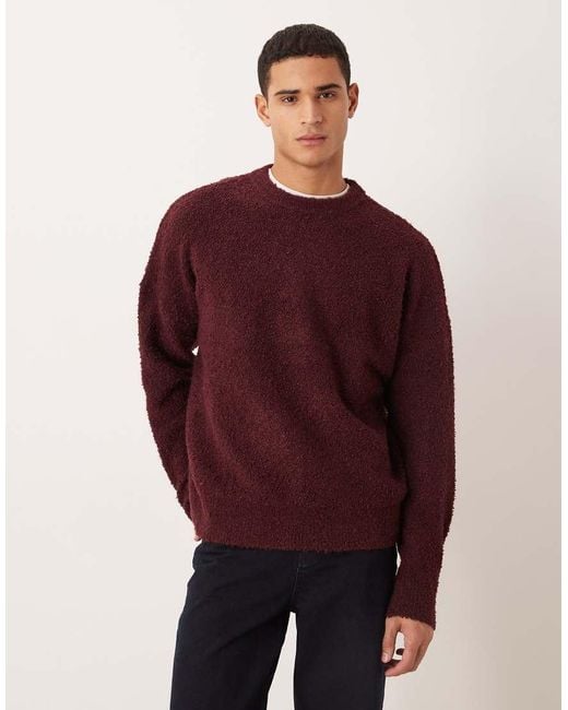 ASOS Super Oversized Knitted Boucle Jumper in Red for Men | Lyst UK