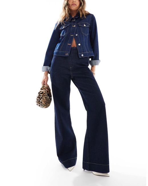 ASOS Tailored Wide Leg Jean With Front Crease in Blue | Lyst