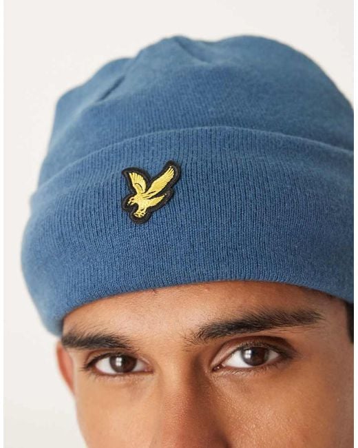 Lyle & Scott Cotton Merino Beanie in Blue for Men | Lyst UK
