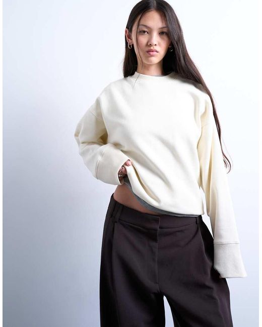 TOPSHOP Wide Sleeve Sweat in Grey | Lyst UK