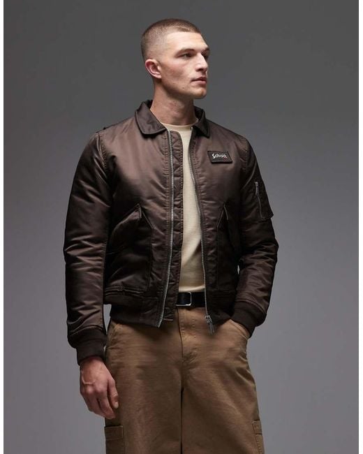 Schott Nyc Logo Patch Detail Zip Pocket Detail Cropped Padded Jacket in ...