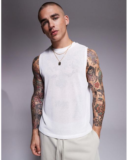 ASOS Oversized Boxy Tank in White for Men | Lyst