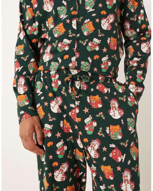 ASOS Christmas Pyjama Set With Characters Graphic in Natural for Men ...