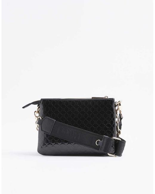 River Island Small Monogram Chain Cross Body Bag in Grey | Lyst UK