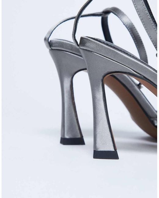 TOPSHOP Fifi Embellished Flare Heel Sandal in White | Lyst UK