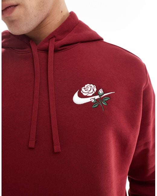 Nike Rose Swoosh Logo Hoodie in Red for Men | Lyst