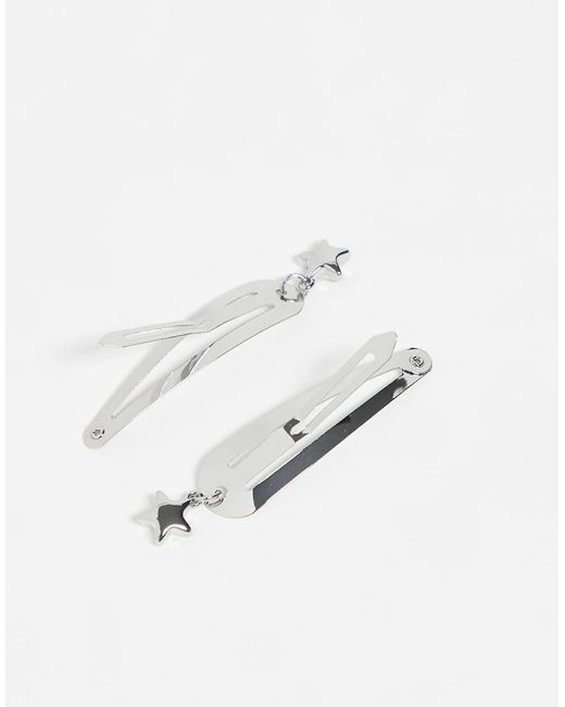 ASOS Pack Of 6 Snap Clips With Star Charms in White | Lyst UK