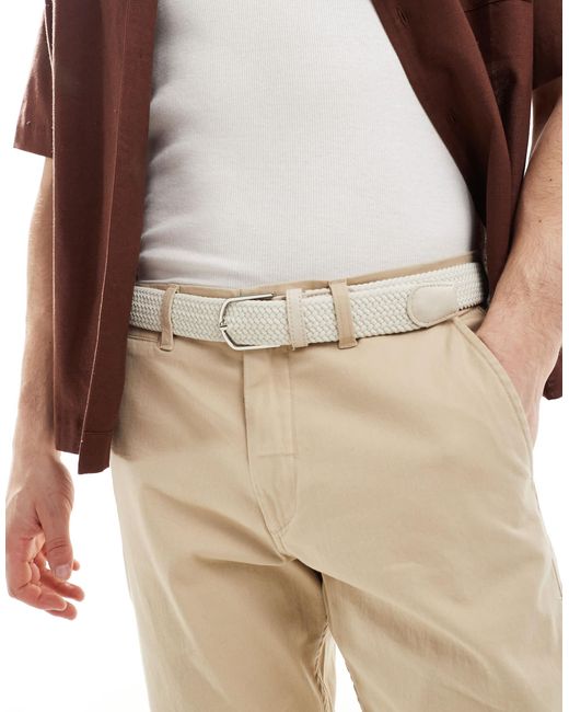 ASOS Elasticated Woven Belt in Natural for Men | Lyst Australia