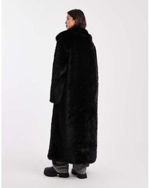 ASOS Longline Tipped Faux Fur Car Coat in Black | Lyst UK