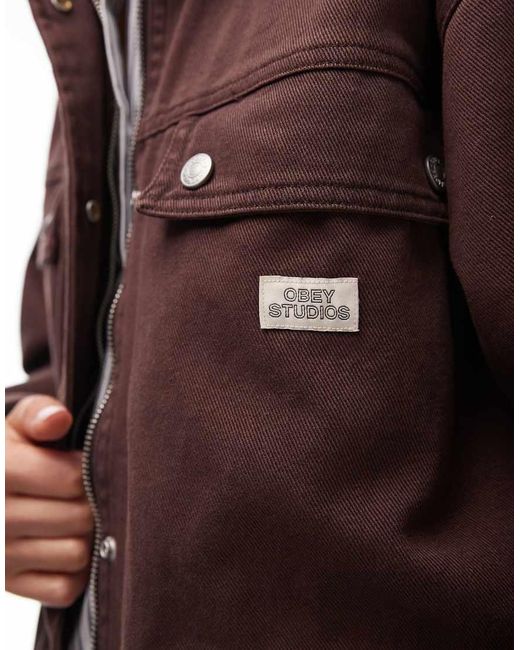 Obey Fritz Denim Barn Jacket in Brown | Lyst UK