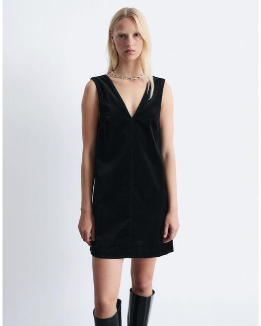 & Other Stories Stretch Velvet V-neck Mini Dress With Front Seam in ...