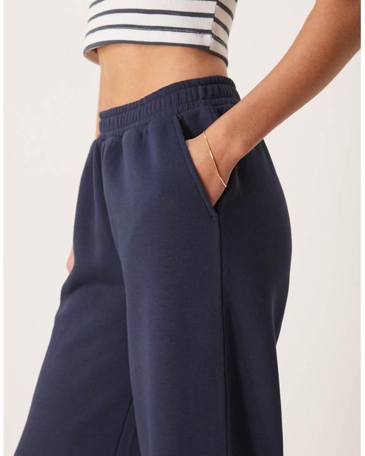 ASOS Asos Design Tall Wide Leg Brushback jogger in Blue | Lyst UK