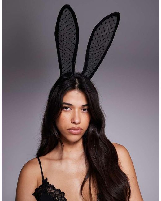 ASOS Halloween Polka Dot Sheer Bunny Ear Headband in Grey | Lyst UK