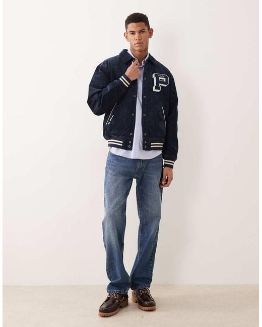 Polo Ralph Lauren Letterman Back Logo Heavyweight Cord Varsity Bomber ...
