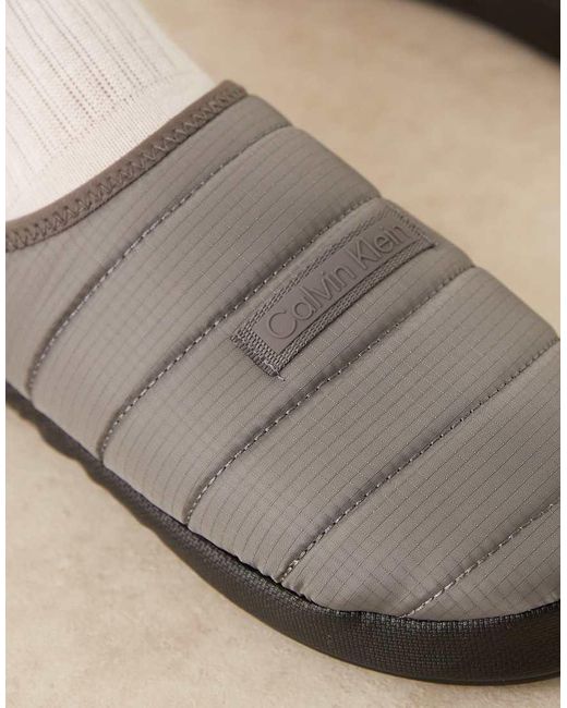 Calvin Klein Calvin Klein Ripstop Puffer Slippers in Brown for Men ...