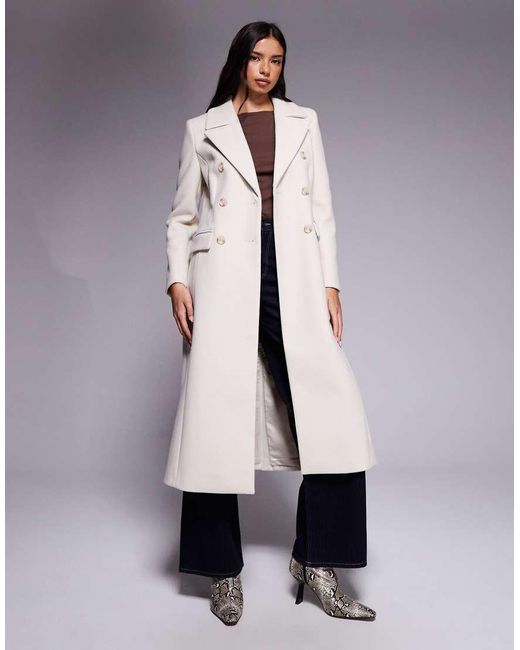 Forever New Longline Smart Coat in Natural | Lyst UK