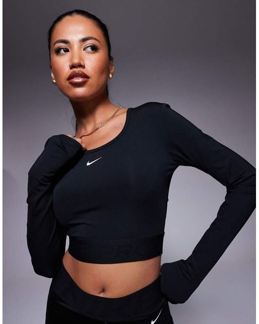 Nike Nike Pro Training Dri-fit Cropped Long Sleeve Top in Blue | Lyst UK