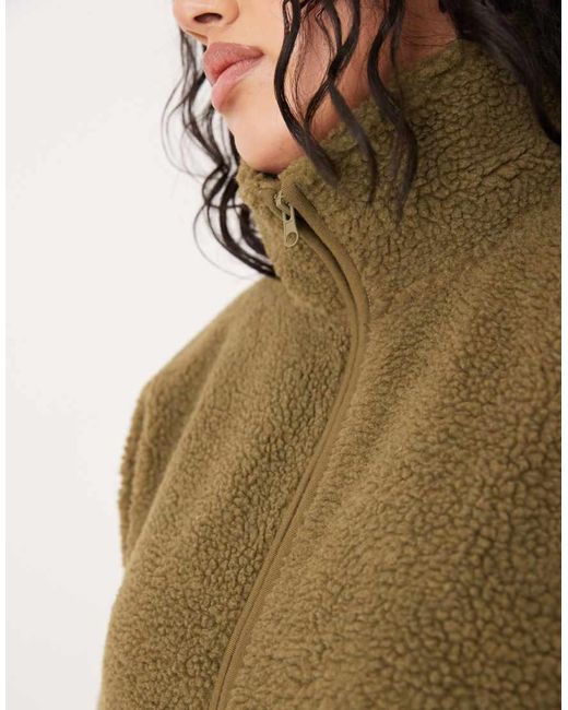 ASOS Asos Design Curve Borg Zip Through Fleece in Brown | Lyst UK