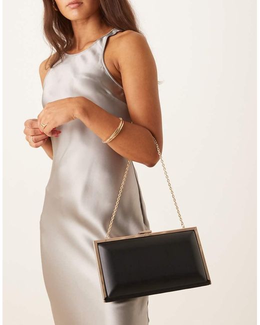 ASOS Coated Square Frame Clutch Bag in Natural | Lyst UK