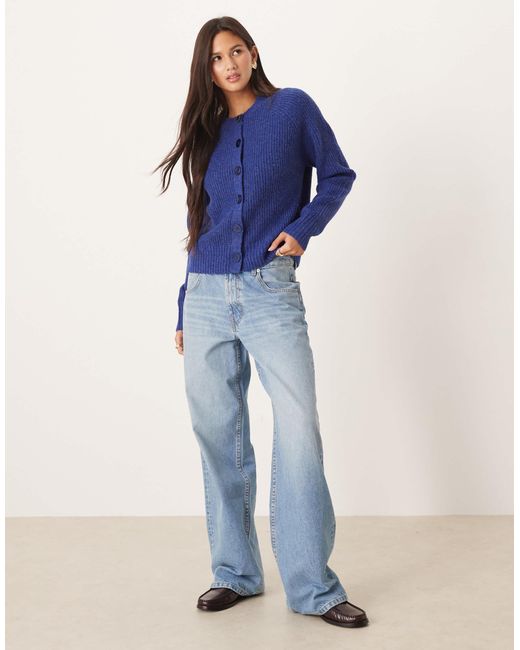 Threadbare Chunky Knit Cardigan in Blue | Lyst