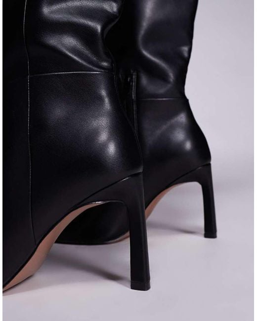 ASOS Curve Charmed Heeled Knee Boots in Black | Lyst UK