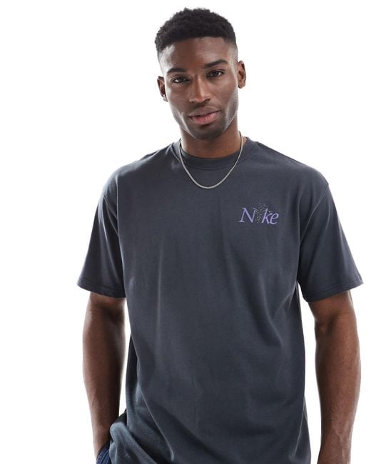Nike Flower Graphic T-shirt in Blue for Men | Lyst