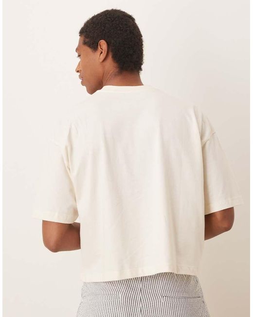 ASOS Cropped Oversized T-shirt With Tonal Cut Out Embroidery in Natural for Men | Lyst UK