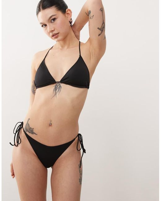 Monki Mix And Match Tie Side Bikini Bottom in Natural | Lyst UK