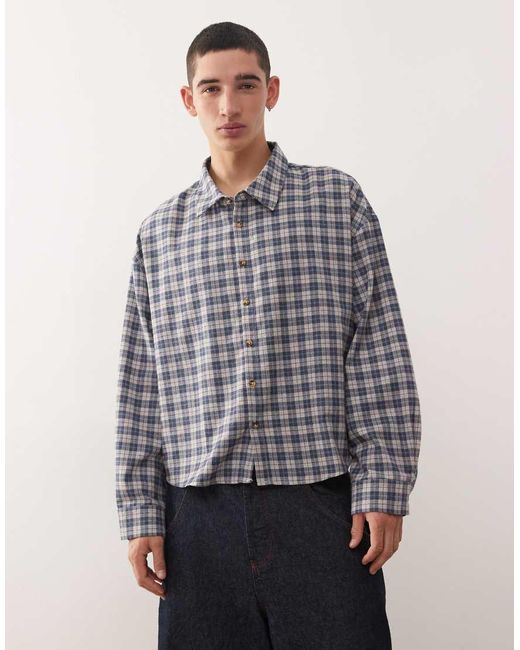 Reclaimed (vintage) Boxy Cropped Shirt in Blue for Men | Lyst UK