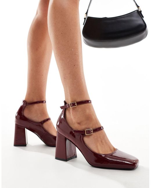 SIMMI Simmi London Wide Fit Vinda Mid Block Heel Shoes With Straps in ...