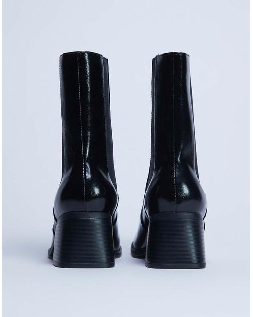 TOPSHOP Myra Block Heel Chelsea Boot in Black | Lyst UK