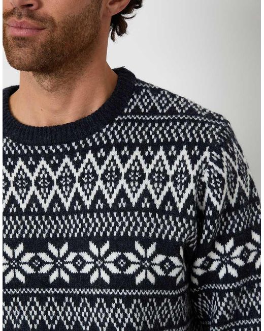 Threadbare Fairisle Crew Neck Christmas Jumper in Blue for Men | Lyst UK