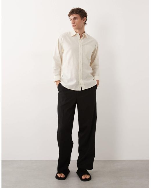 Jack & Jones Toby Wide Leg Tailored Trouser in White for Men | Lyst