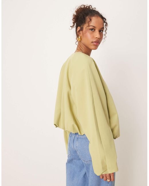 ASOS Tailored Bubble Hem Jacket With Gold Button Detail in Natural | Lyst