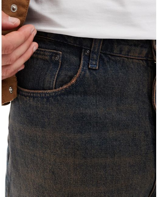 ASOS baggy Jeans With Brown Tint in Blue for Men | Lyst