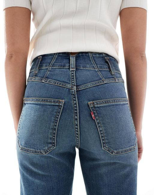 Levi's Ribcage Bells High Rise Flare Jeans With Corset Detail in Blue | Lyst