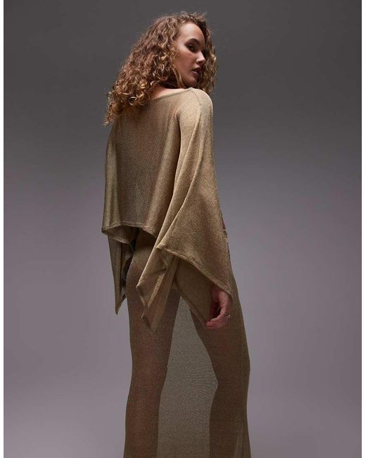 ASOS Chainmail Sheer Cape Top in Brown | Lyst UK