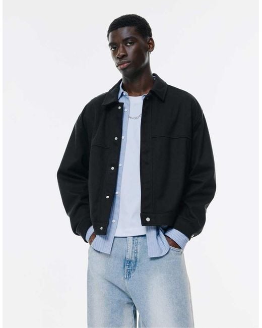 Pull&Bear Textured Jacket in Blue for Men | Lyst UK