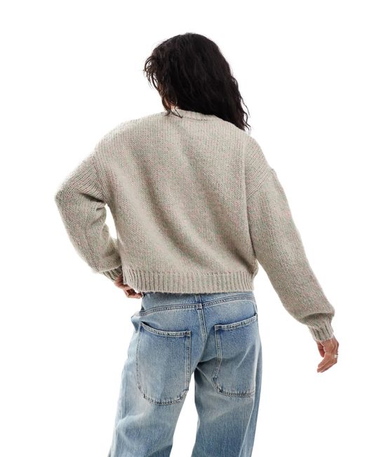 Stradivarius Coloured Chunky Cardigan in Gray | Lyst