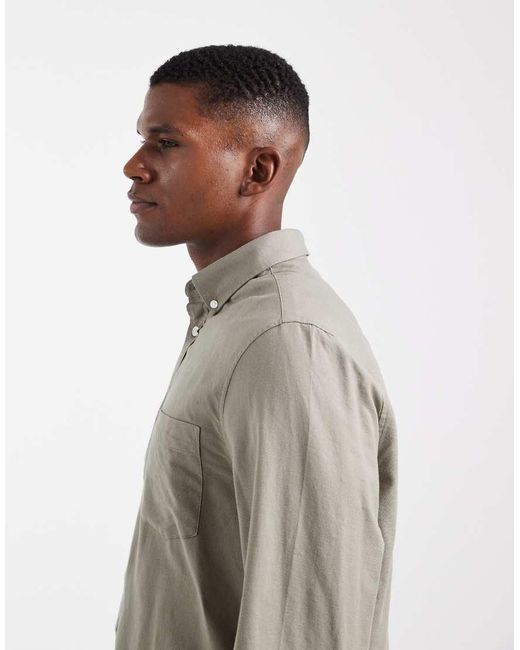 ASOS Oxford Regular Shirt in Grey for Men | Lyst UK